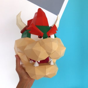 Bowser papercraft 3d, mario bros digital template origami, Digital ...