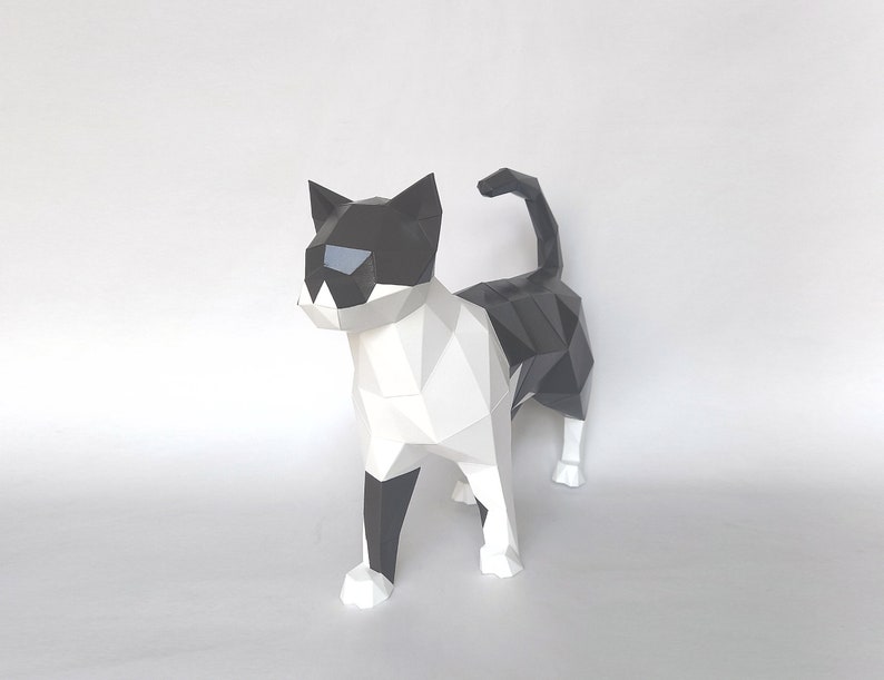 Cat Paper Craft, Cat Lover Gift, Origami, Diy Animal, Low Poly ...