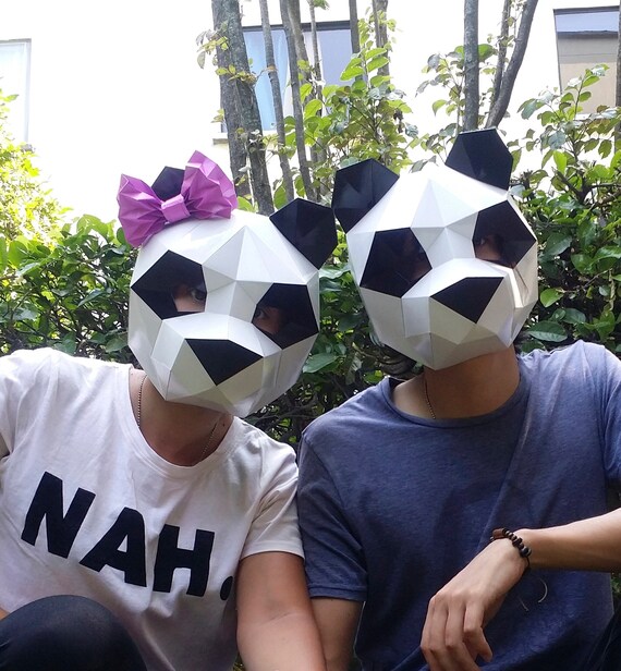 Panda Mask Papercraft Diy Pattern Halloween Mask | Etsy