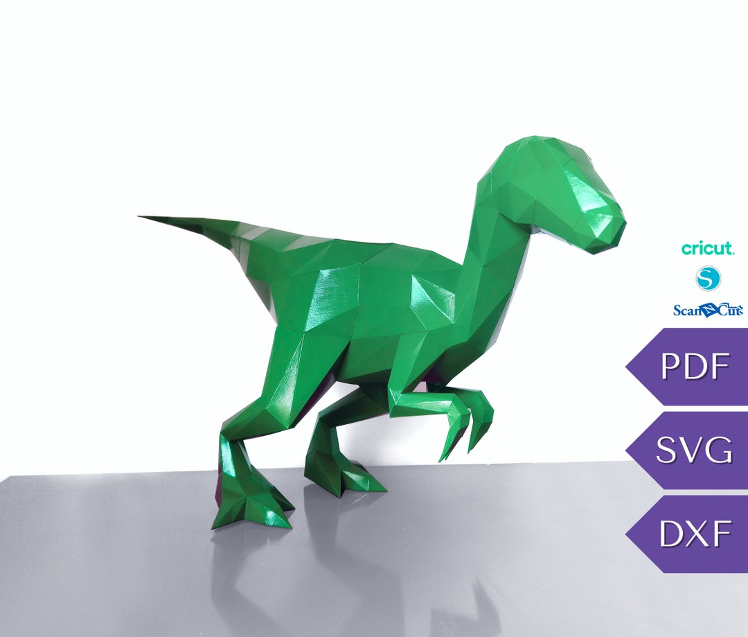 Velociraptor Papercraft Template, DIY Paper Dinosaur, Pdf, Svg, Dxf ...