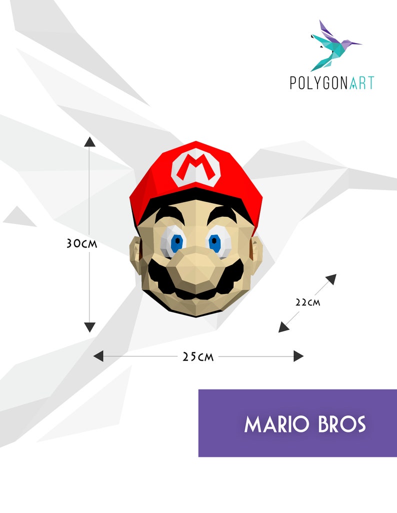 Super Mario Papercraft 3d Origami Paper Craft Low Poly Mario - Etsy UK