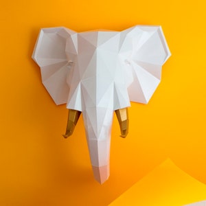 Elephant 3d Papercraft Template, Wall Sculpture Decor Elephant Head Diy ...