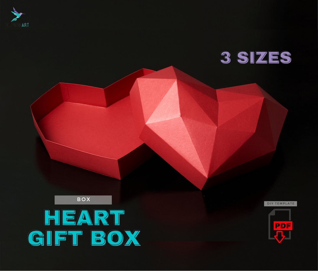 Gift box heart box template papercraft packaging boxes - Etsy España