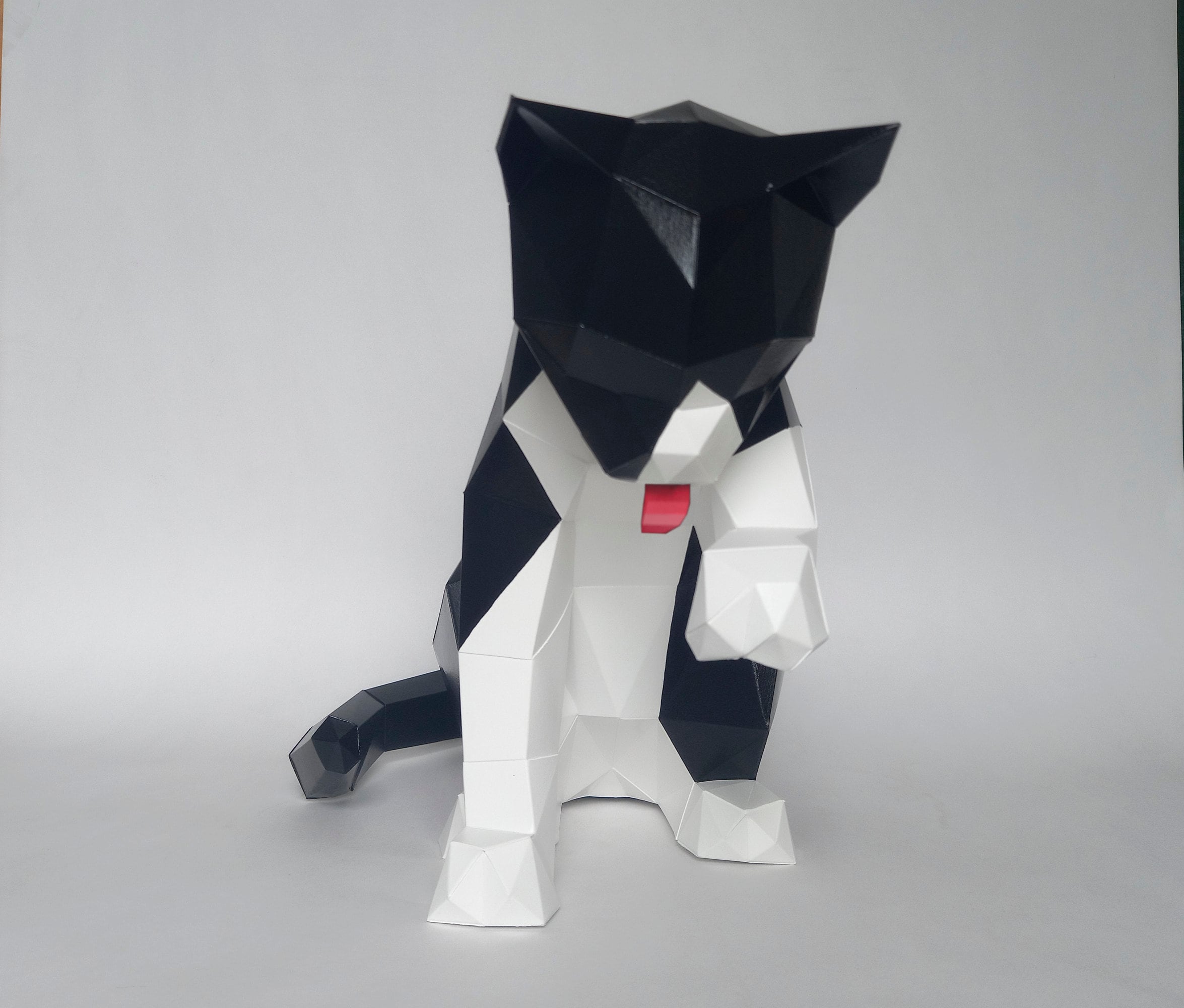 Cat papercraft template cat licking paper sculpture paper - Etsy Portugal