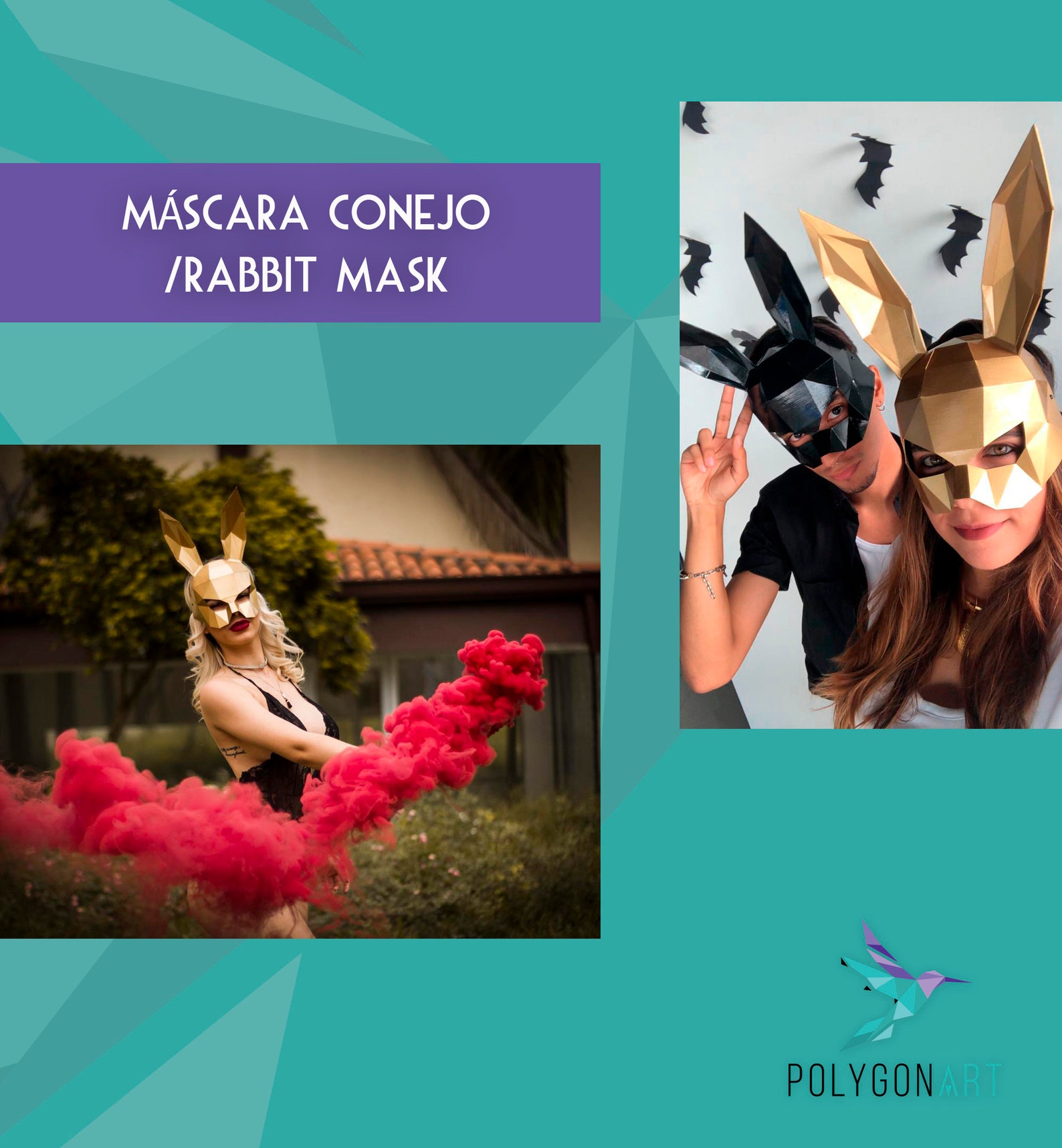 Rabbit 3d Mask Papercraft Template, Bunny Mask Paper Craft Digital ...