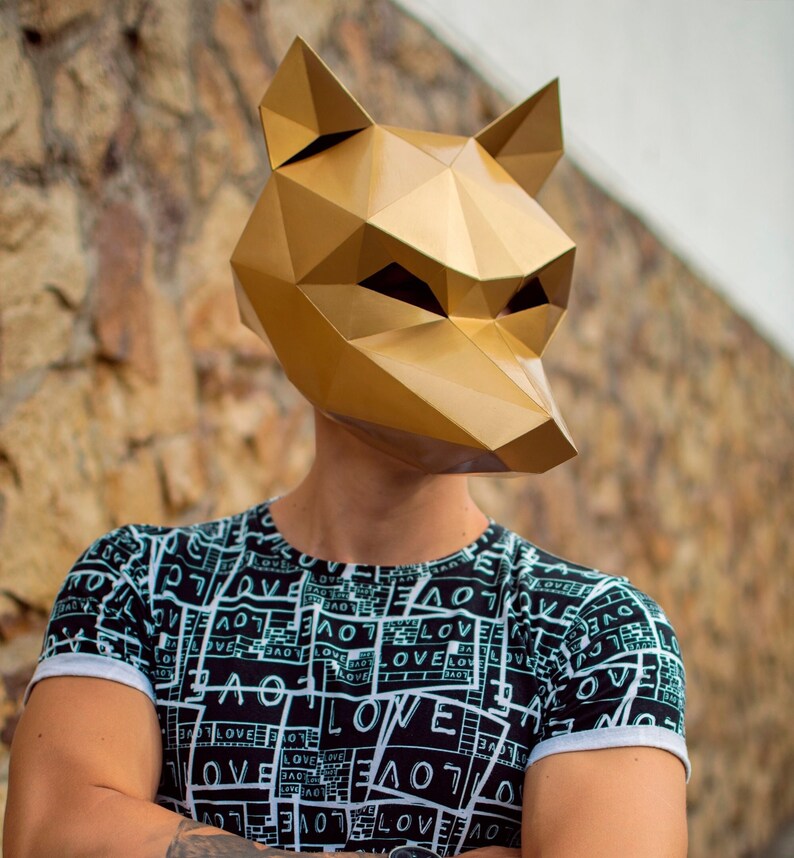 Mask Fox Papercraft Template, Paper Mask Fox Diy Pattern, Paper Craft ...