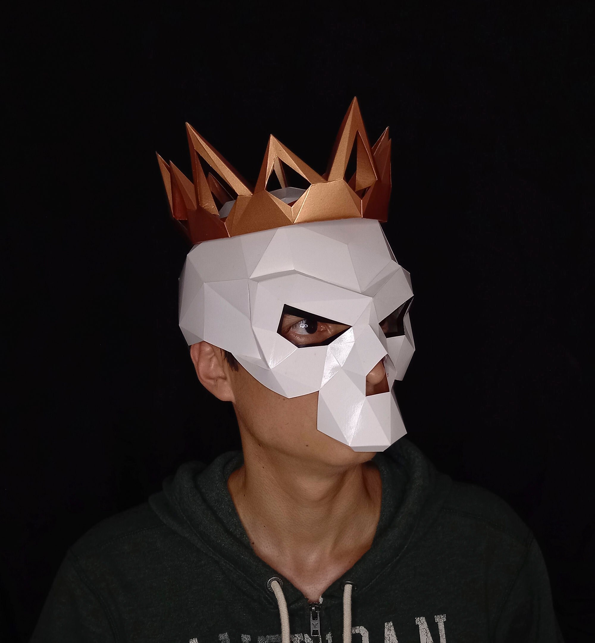 Skull King Mask 3D, Papercraft Template, Low Poly Paper Mask, Halloween ...