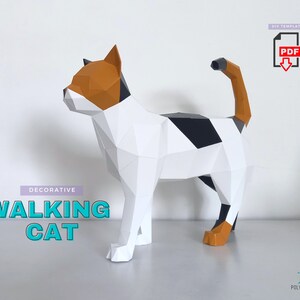 Cat Paper Craft, Cat Lover Gift, Origami, Diy Animal, Low Poly ...