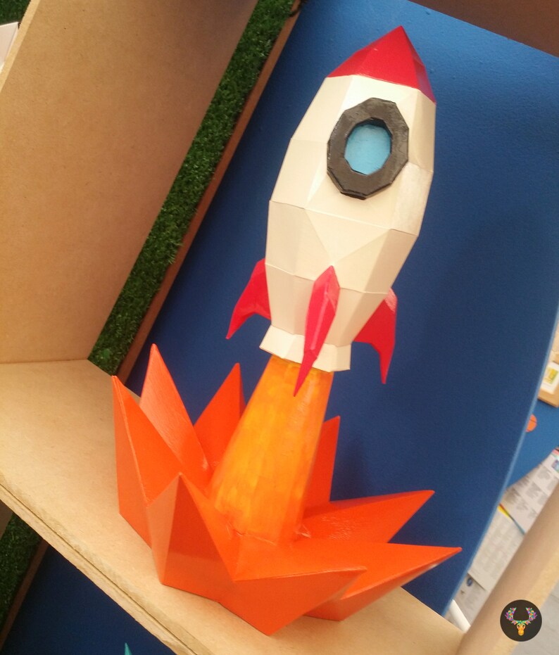 Plantilla Cohete Poligonal 3d Rocket Sculture Low Poly Diy | Etsy