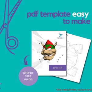 Bowser Mask Papercraft 3d Costume Mario Bros Halloween Diy Paper Craft ...