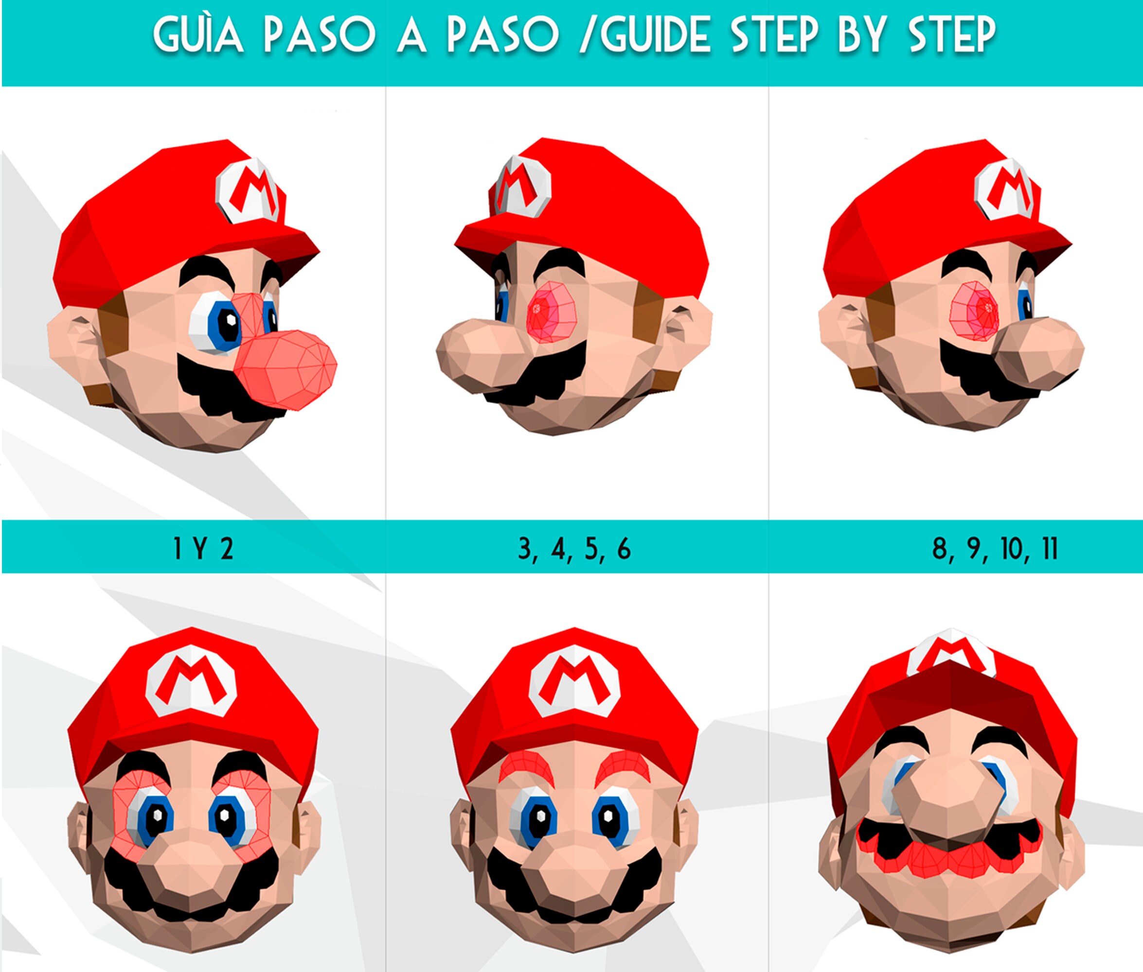 Mario Bros Papercraft Digital Template Origami PDF DIY Low - Etsy Australia
