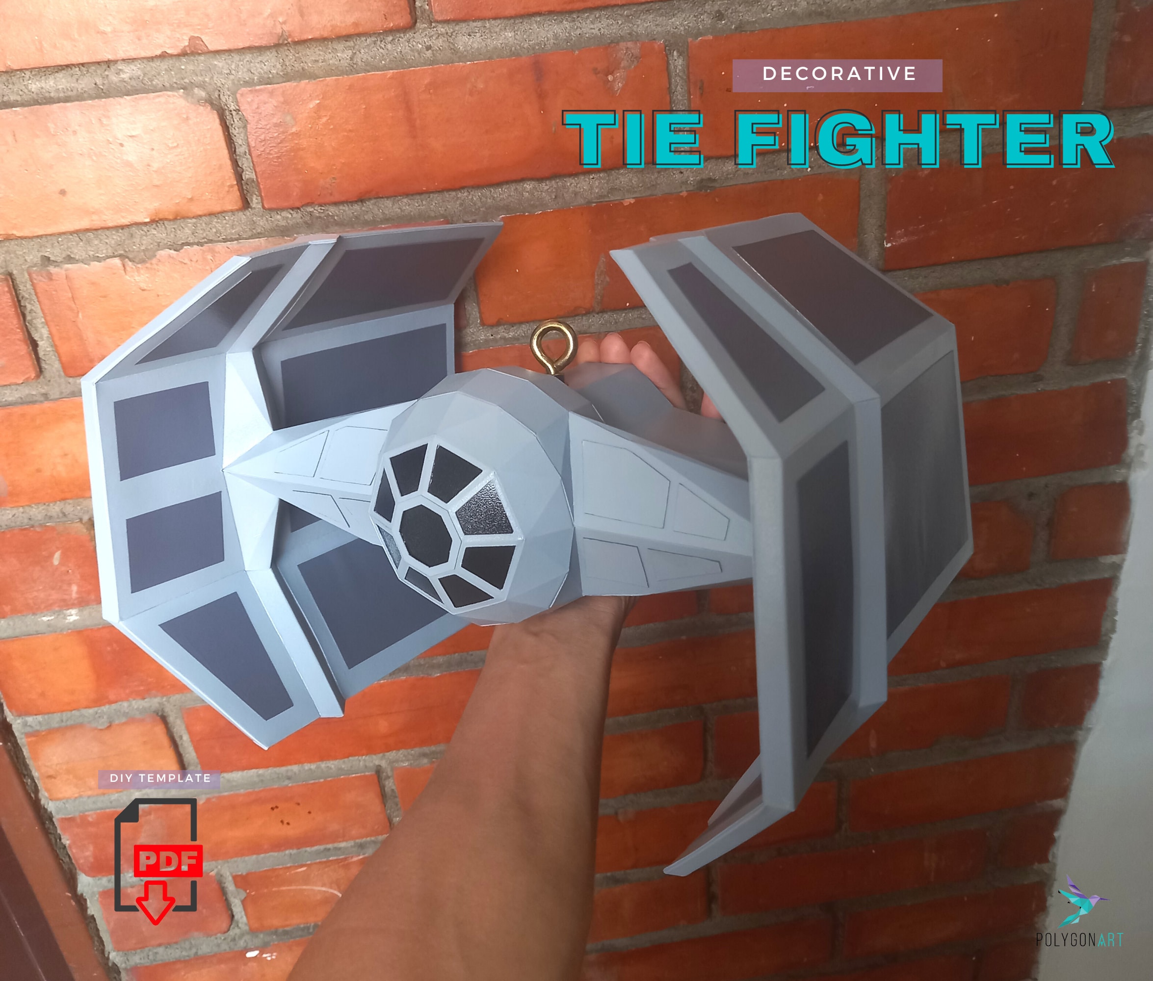 Tie Fighter Paper Craft Diy, Star Wars Digital Template, Low Poly Paper ...