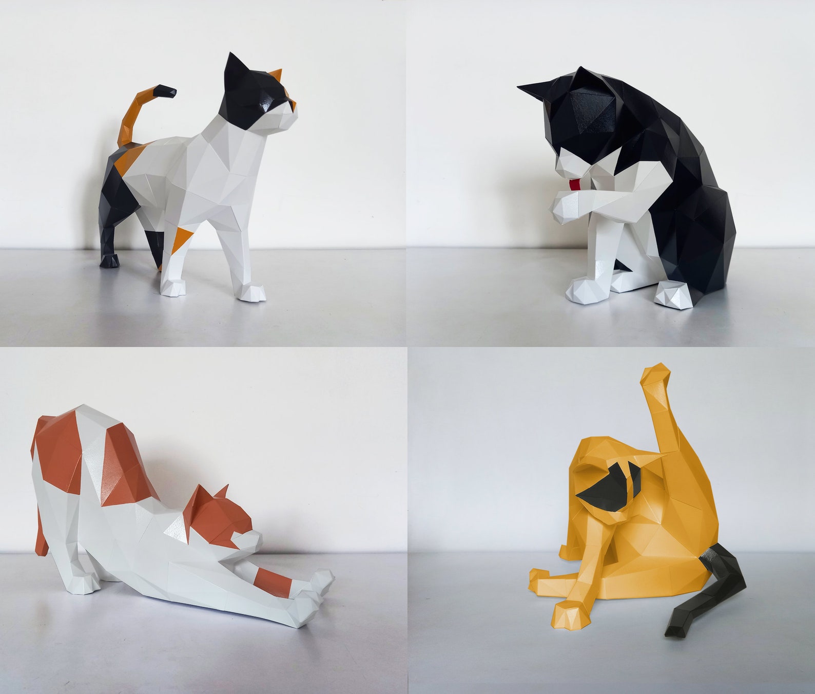 Cat Papercraft Collection Templates, 3d Paper Craft Sculpture, Diy ...