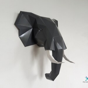Elephant 3d Papercraft Template, Wall Sculpture Decor Elephant Head Diy ...