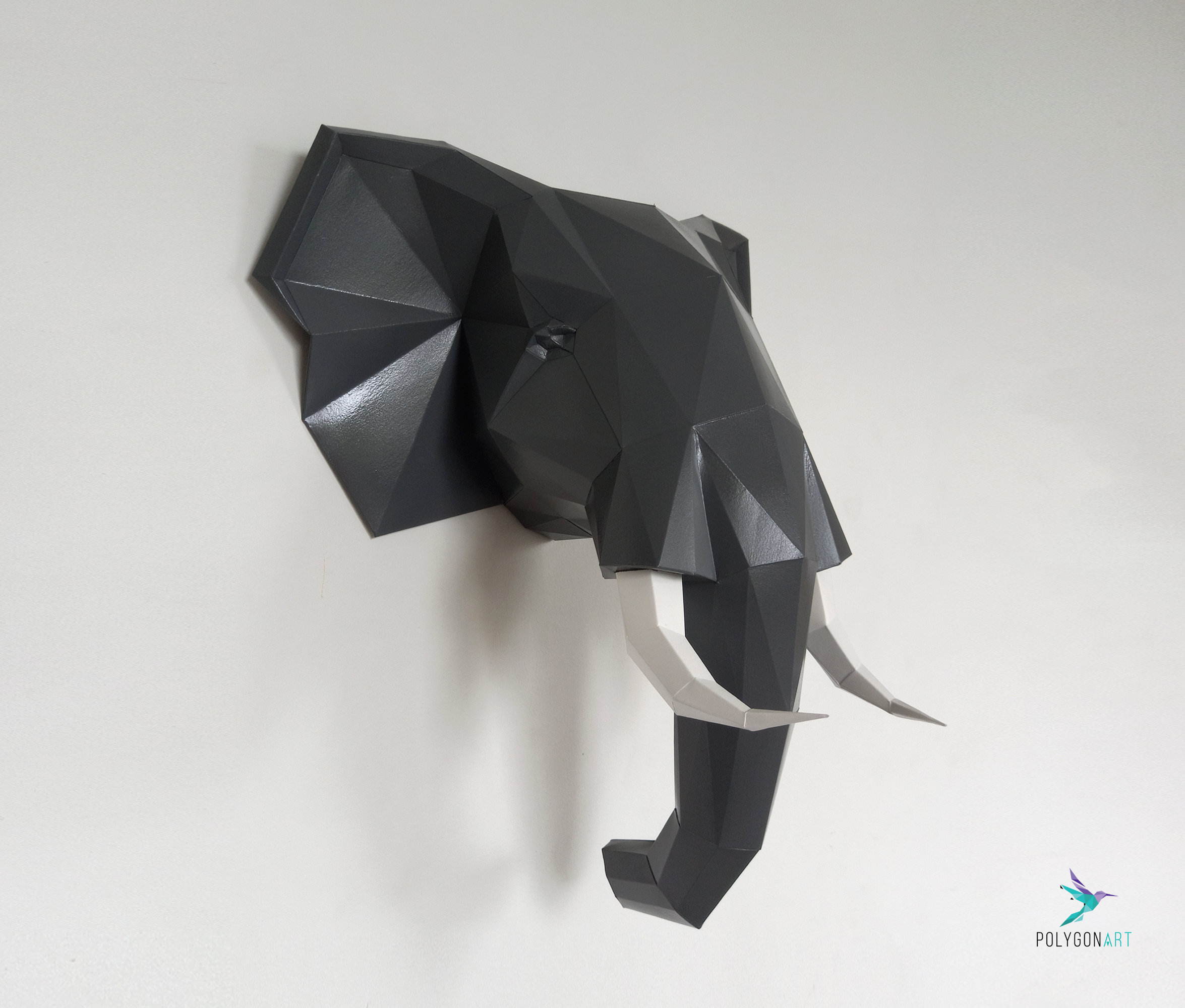 Elephant 3d Papercraft Template, Wall Sculpture Decor Elephant Head Diy ...