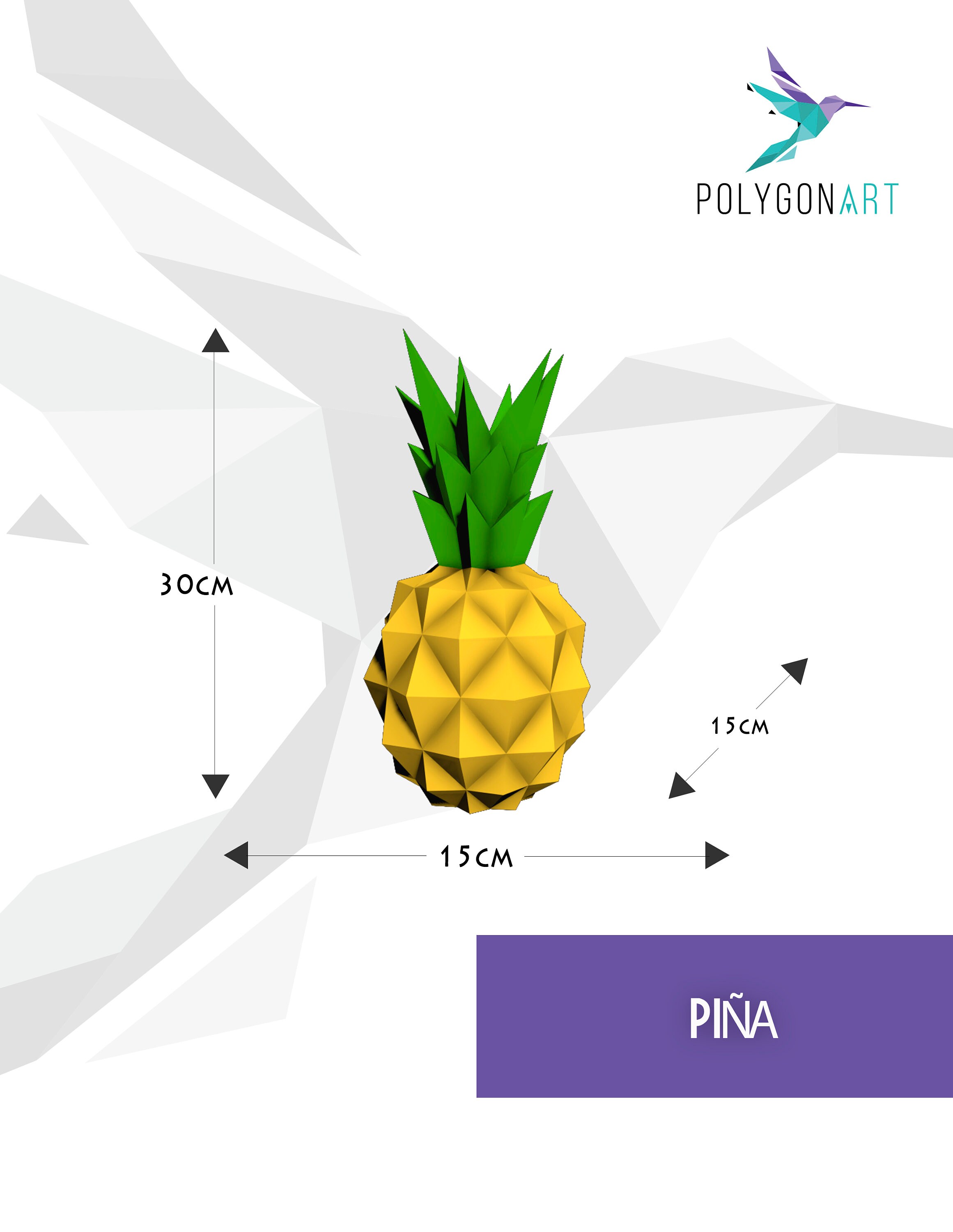 Pineapple Papercraft Fruit 3d Low Poly Pineapple 3d Diy - Etsy Australia