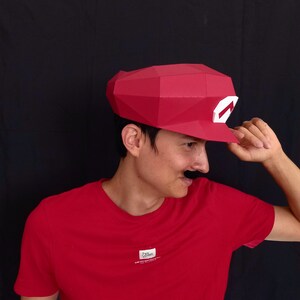 Mario Hat Template Paper Craft, Mario Kart Cosplay Diy Paper Mask ...