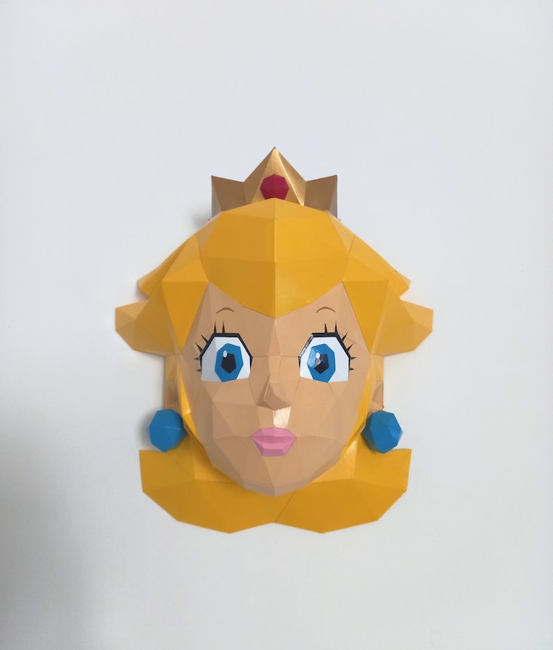 Princess Peach Mario Bros Paper Craft, Digital Template, Origami, PDF ...