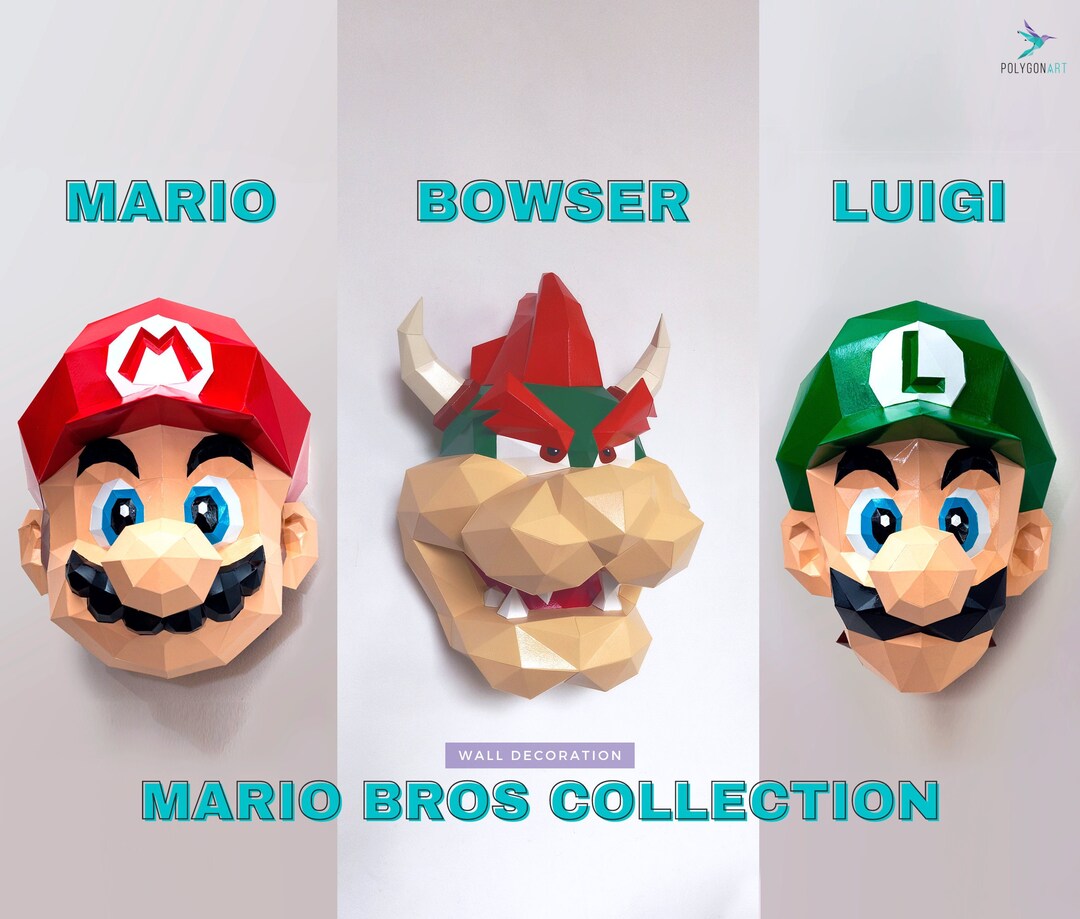 Super Mario Bros Paper Craft 3d, Diy Video Games Wall Decor, Digital ...