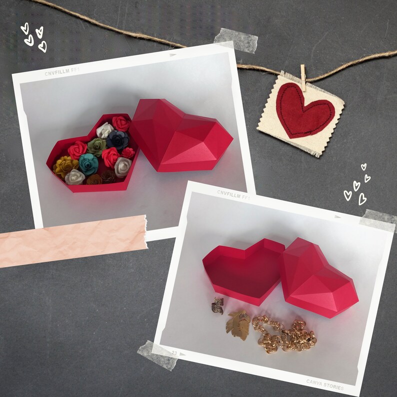 Gift Box Heart Box Template Papercraft Packaging Boxes - Etsy