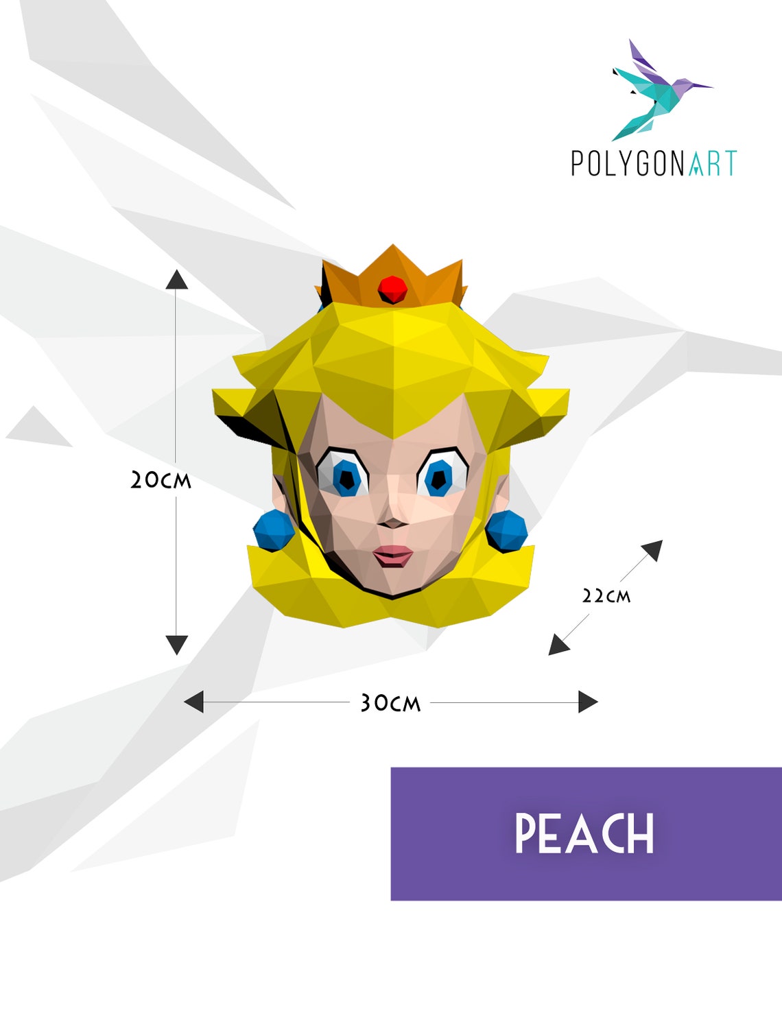 Princess Peach Mario Bros Paper Craft, Digital Template, Origami, PDF ...