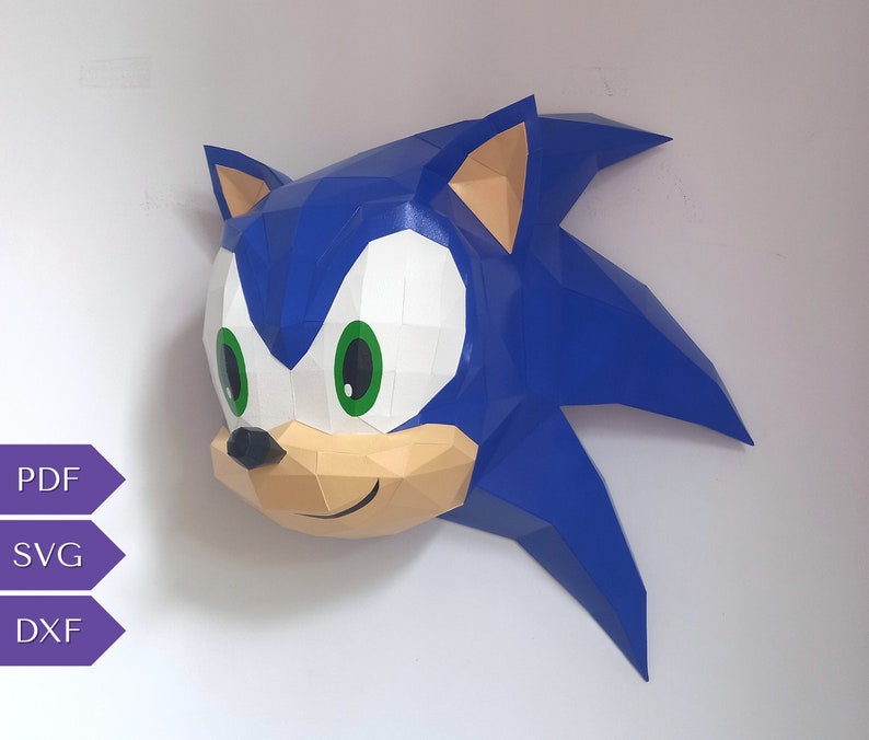 Sonic papercraft 3d lowpoly digital template diy svg - Etsy México
