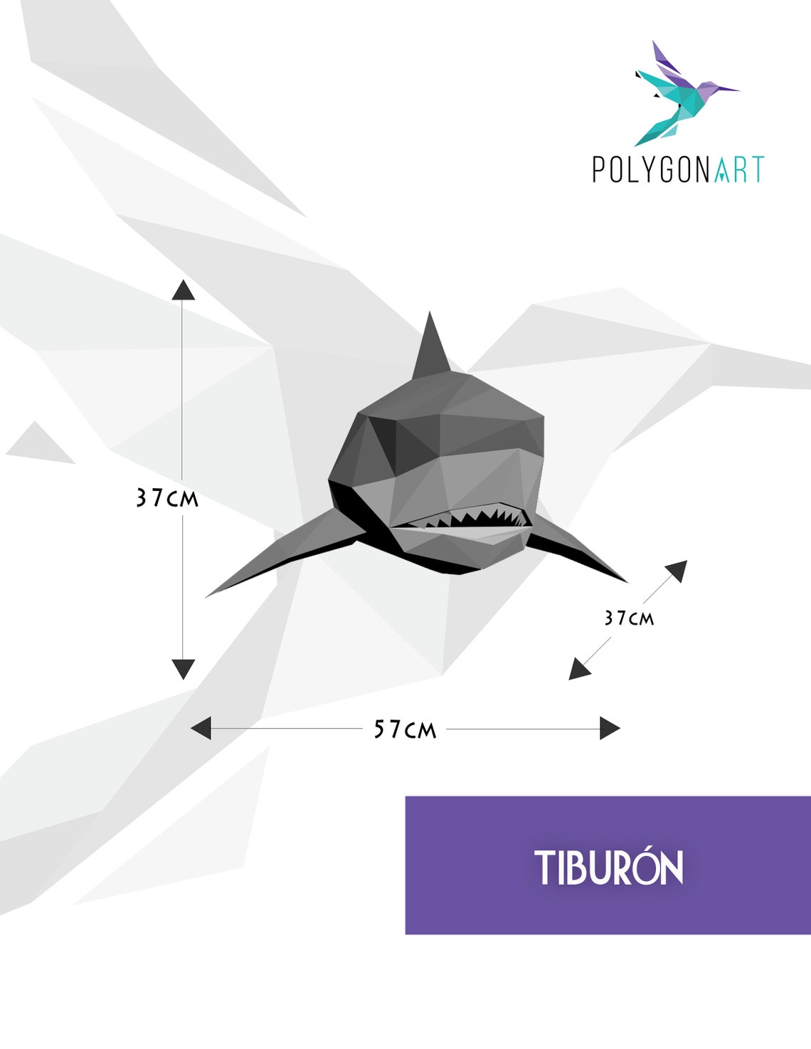 Shark papercraft 3d model diy animal craft paper shark - Etsy España