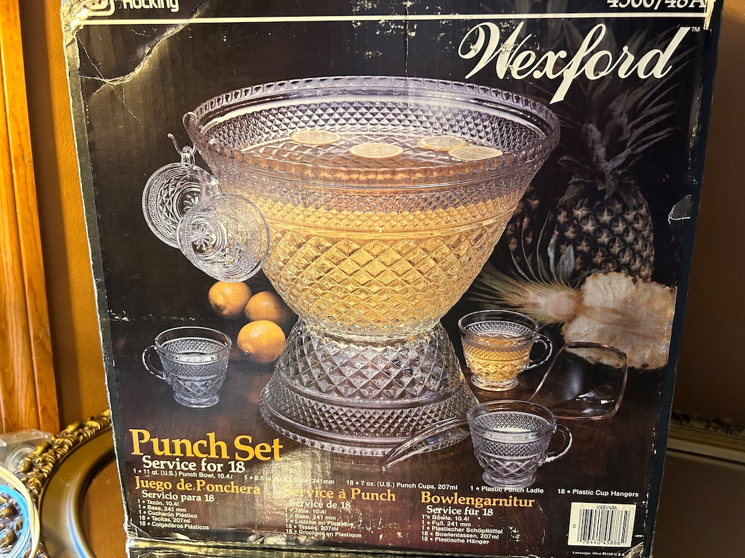 Anchor Hocking Wexford Punch Bowl Set Service for 18 Great Condition in ...
