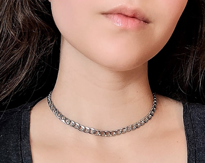 Cuban Link Chain Choker, Stainless Steel Curb Chain, Big Chain Necklace ...