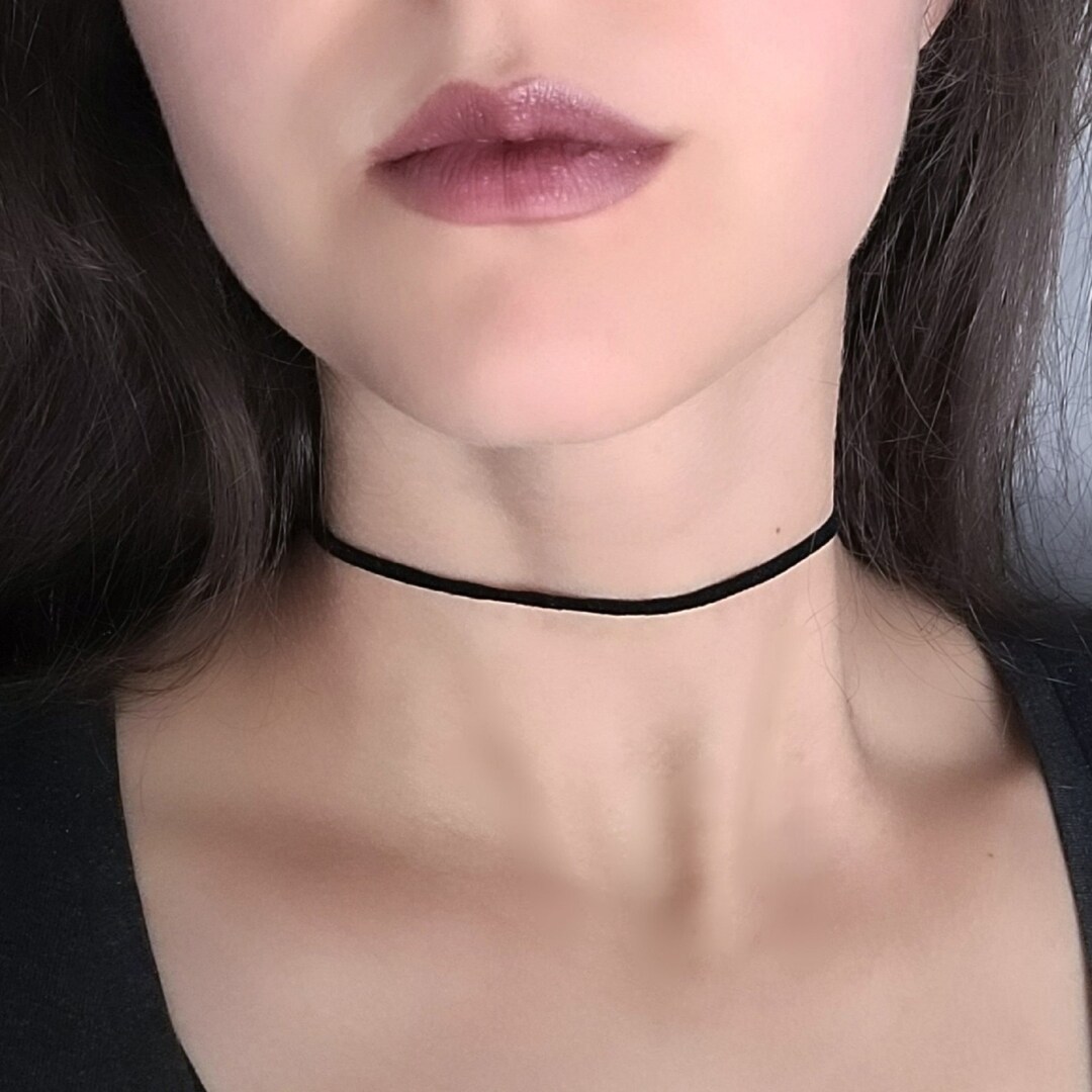 Black Suede Tiny Choker, Minimalist Jewelry, 90s Grunge, Vegan Faux ...
