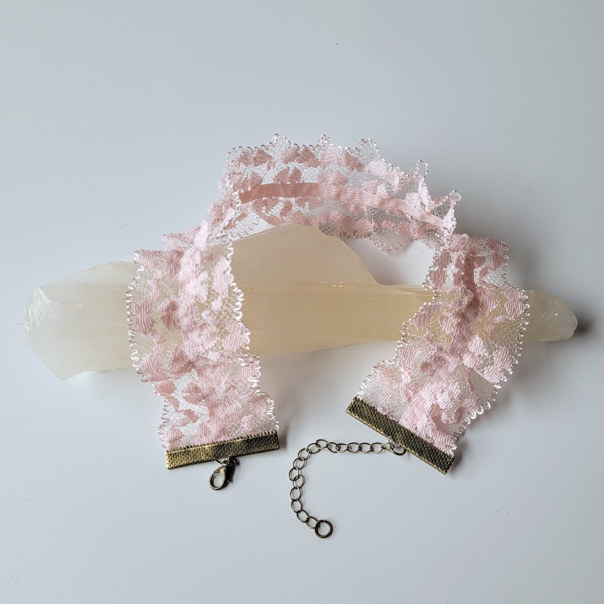 Pastel Pink Ruffle Choker Fairycore Wide Lace Choker Frilly - Etsy