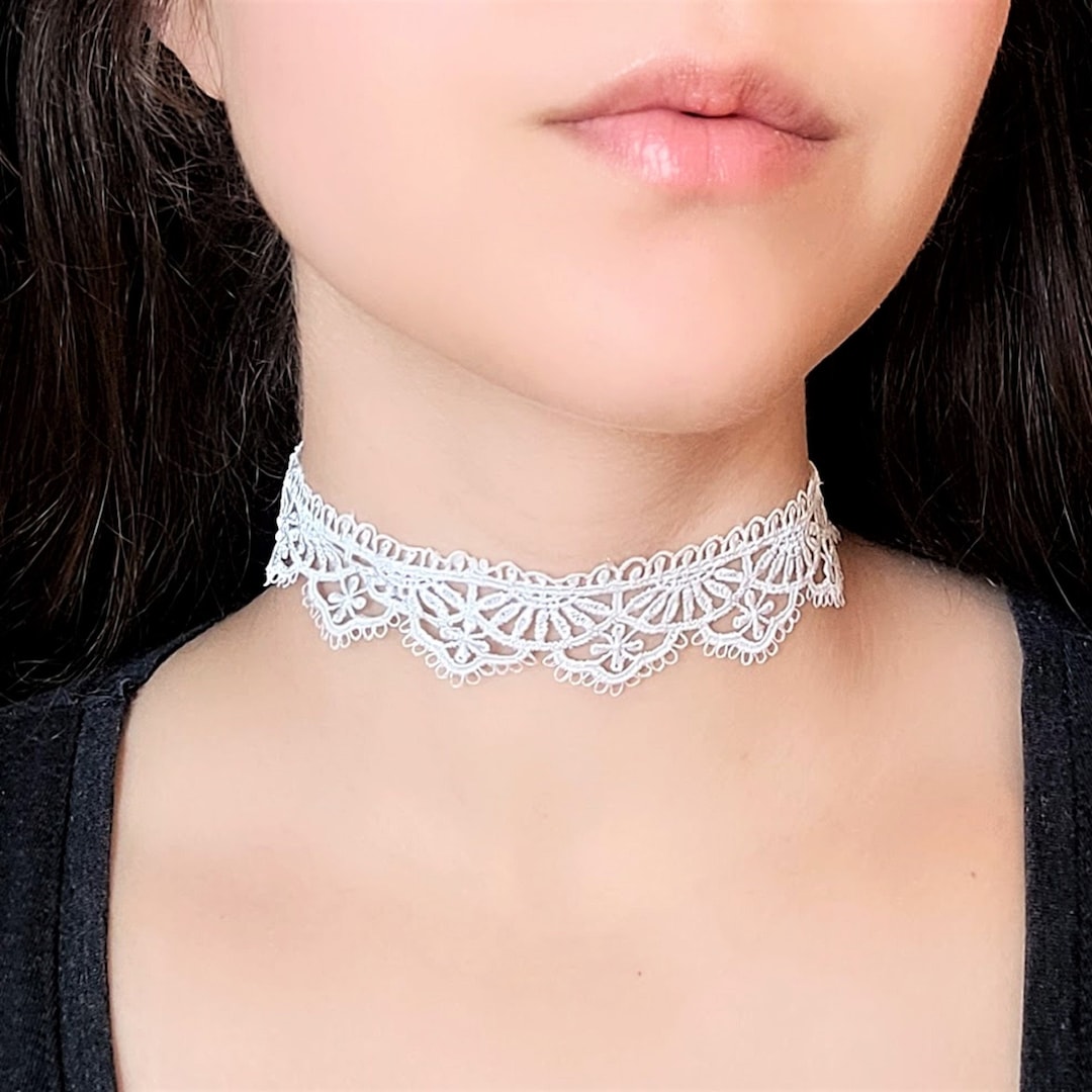 Wide White Lace Choker, Bridal Victorian Necklace, Wedding Jewelry ...