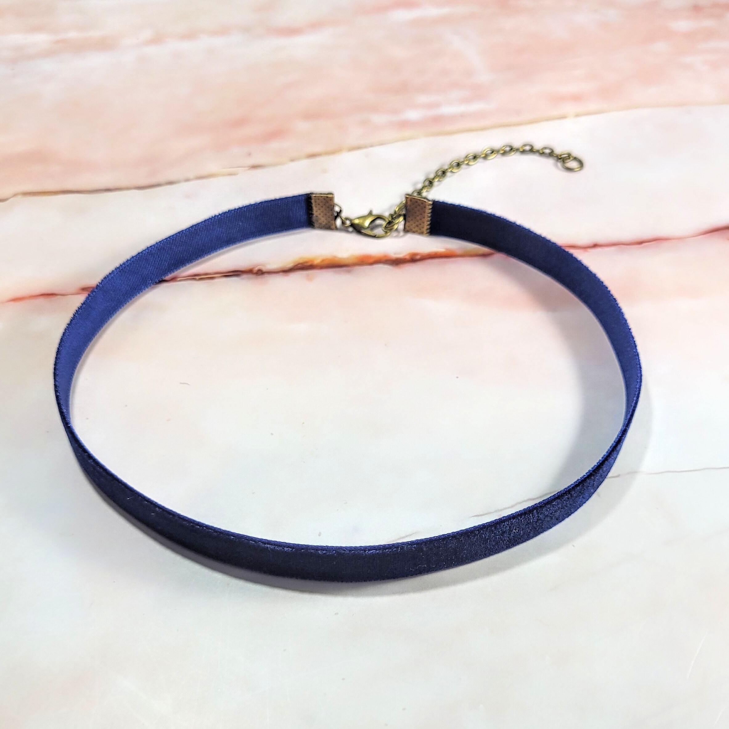 Navy Blue Velvet Choker Dark Blue Gothic Necklace 90s Grunge - Etsy