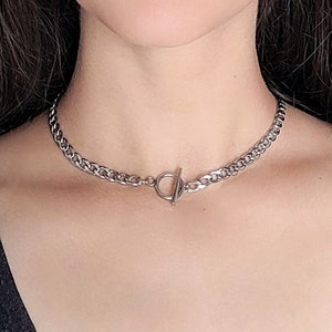 Cuban Link Chain Necklace, Toggle Clasp Punk Choker, Chunky Gothic ...