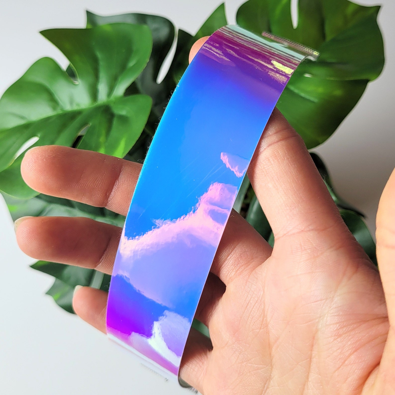 Blue Cyberpunk Choker, Wide Holographic Choker, Iridescent Pastel Goth ...