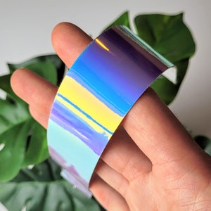 Blue Cyberpunk Choker, Wide Holographic Choker, Iridescent Pastel Goth ...