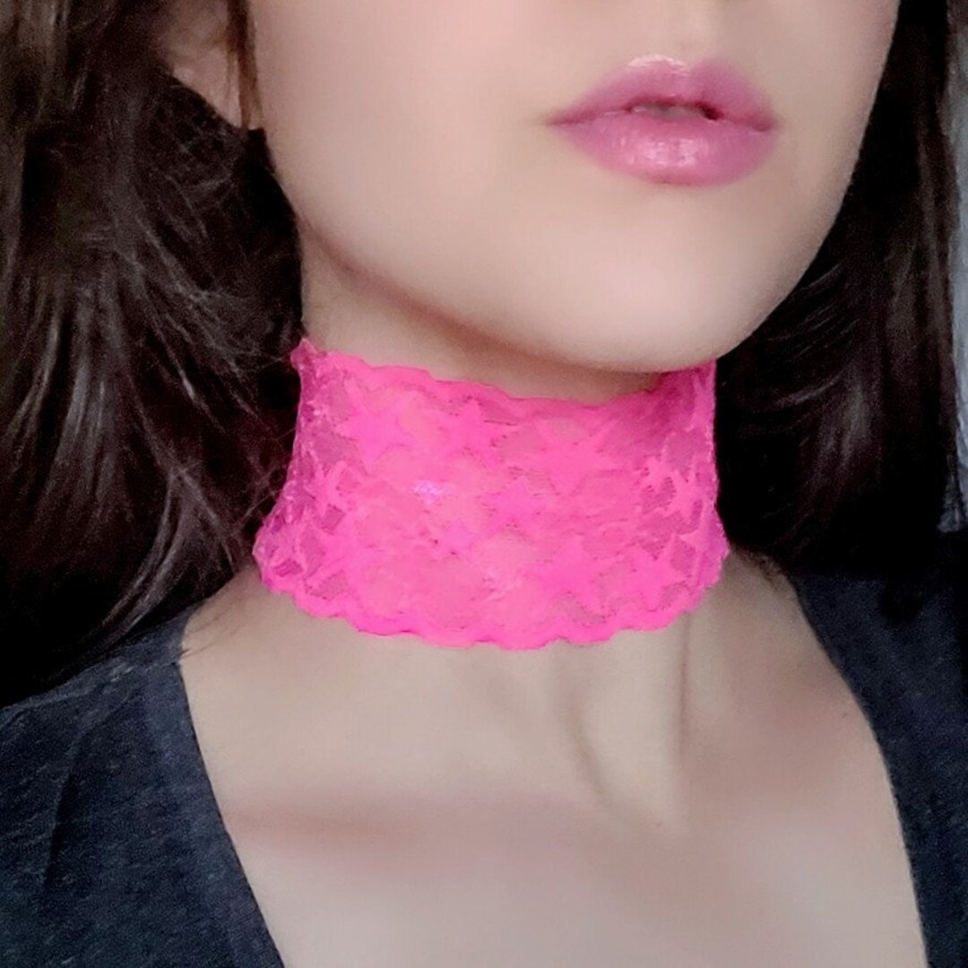 Hot Pink Star Choker, Neon 90s Rave Clothes, Collar Necklace, Kawaii ...