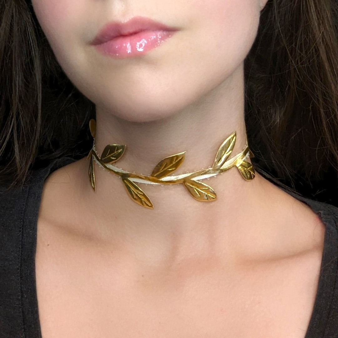Gold Vine Necklace, Ivy Leaf Choker, Golden Elven Choker, Greek Goddess Necklace, Whimsical ...