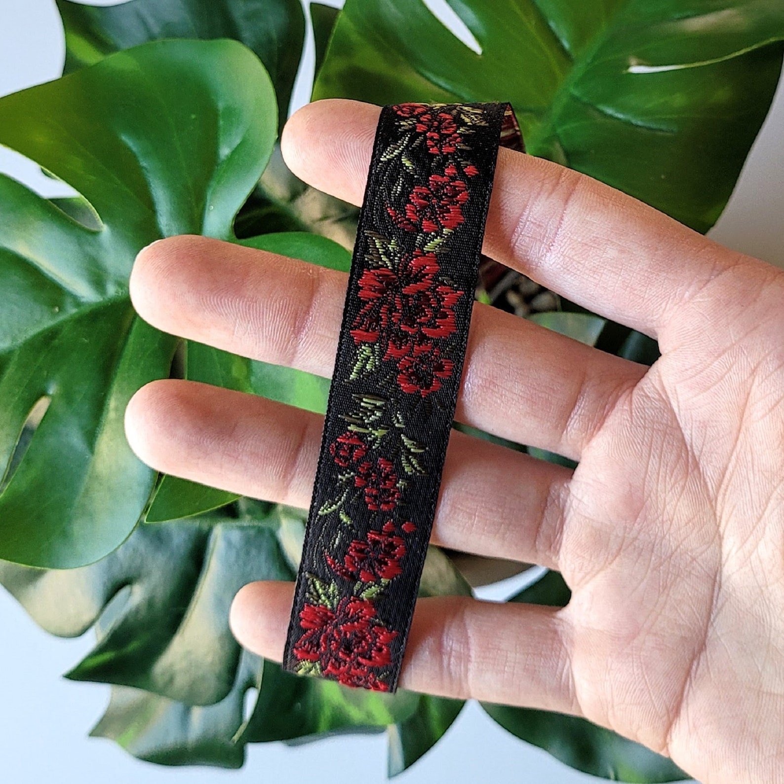 Red Rose Choker, Embroidery Flower Necklace, Gothic Necklace, Floral ...