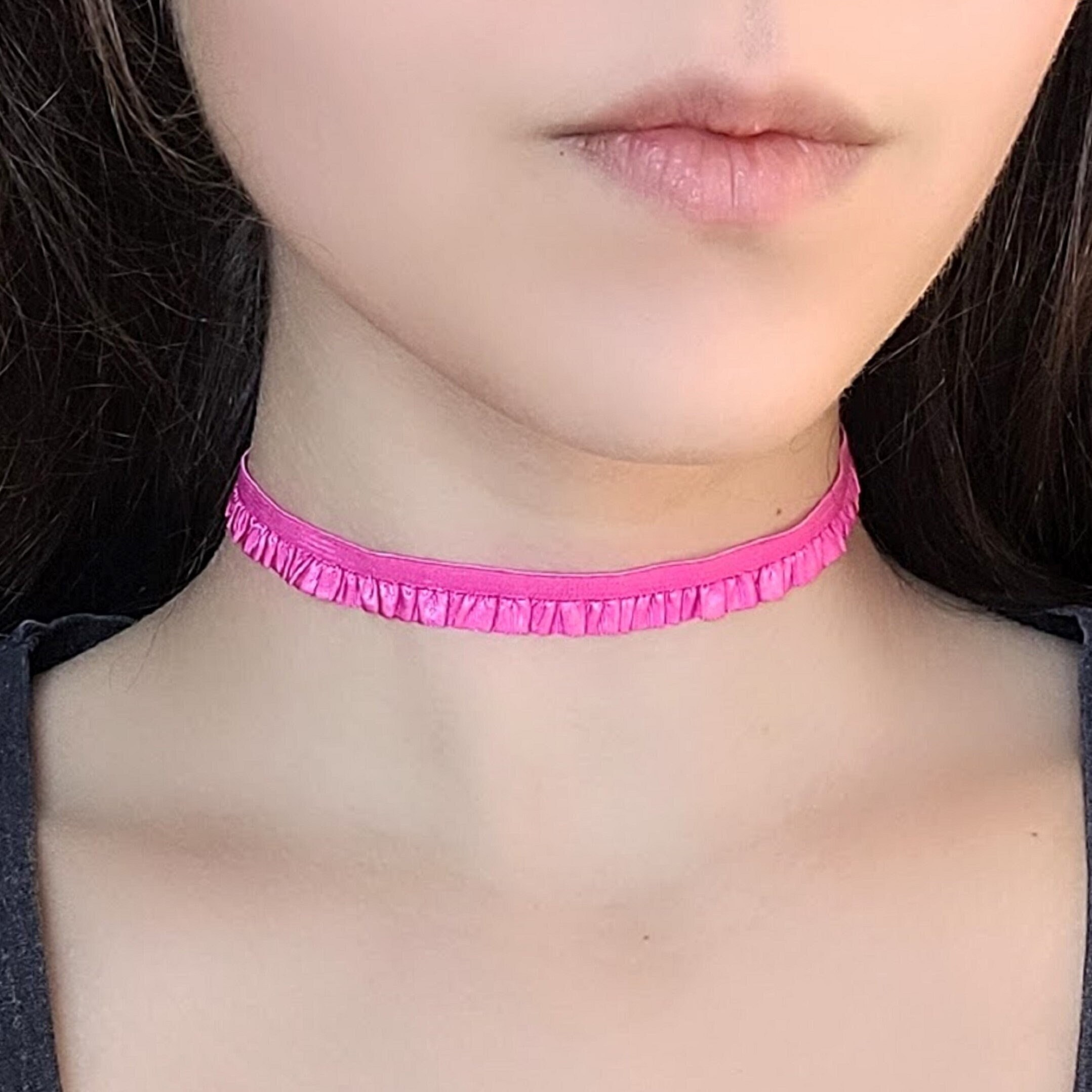 Hot Pink Ruffle Choker Lolita Fashion Pink Kawaii Choker - Etsy