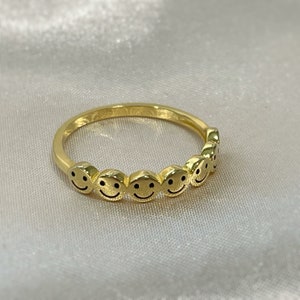 Gold Smile Ring, Smily Face Ring, Dainty Stackable Band, Smily Band - Etsy