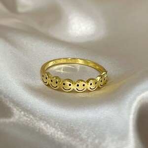 Gold Smile Ring, Smily Face Ring, Dainty Stackable Band, Smily Band - Etsy