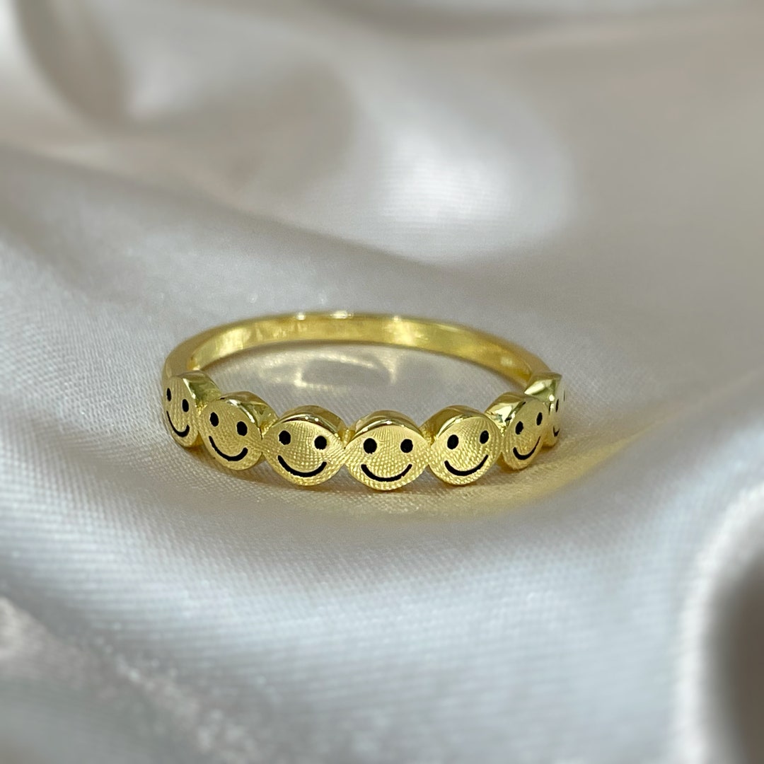 Gold Smile Ring, Smily Face Ring, Dainty Stackable Band, Smily Band - Etsy