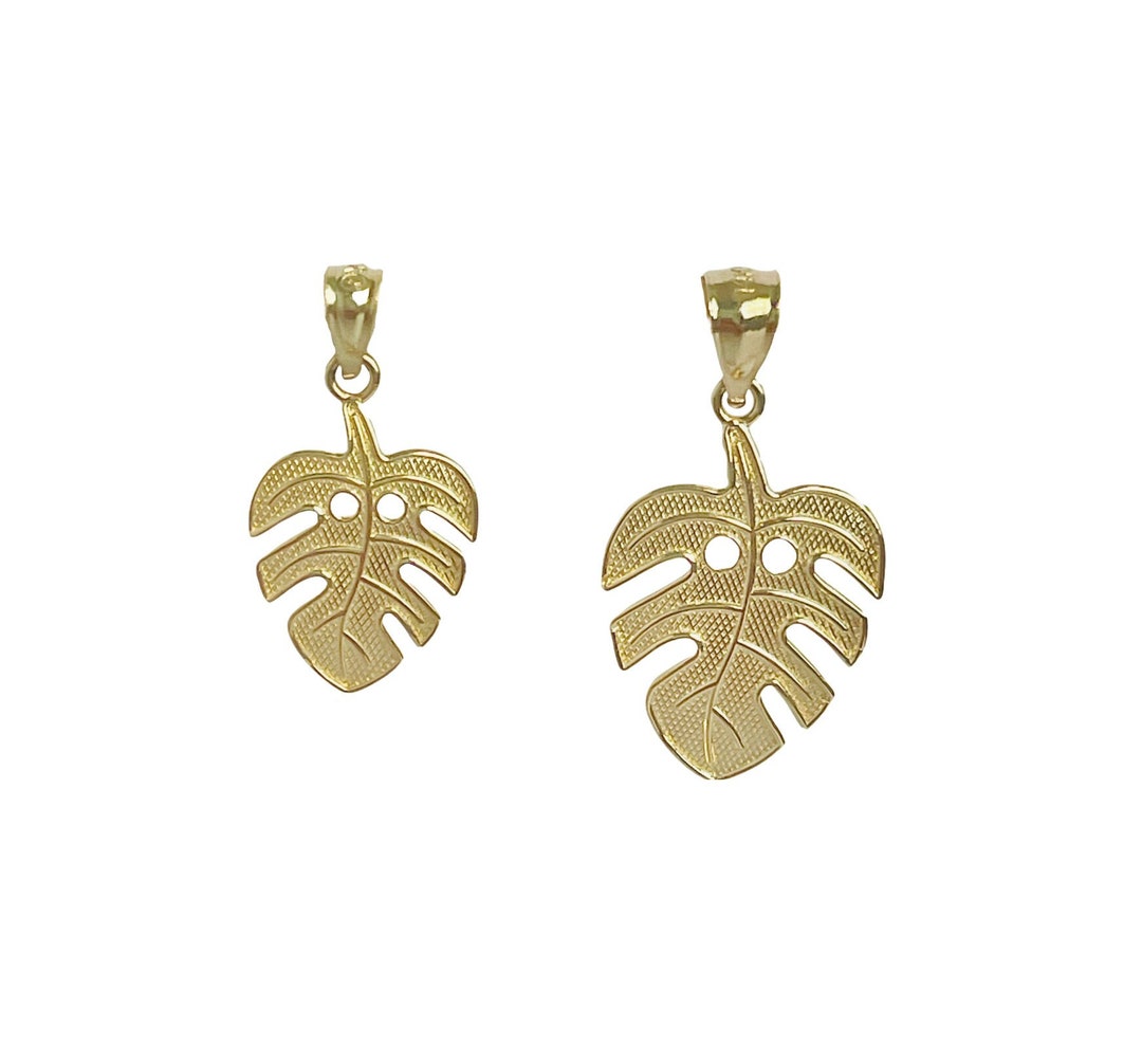 Monstera Leaf Pendant - Solid 14k Yellow Gold - Etsy