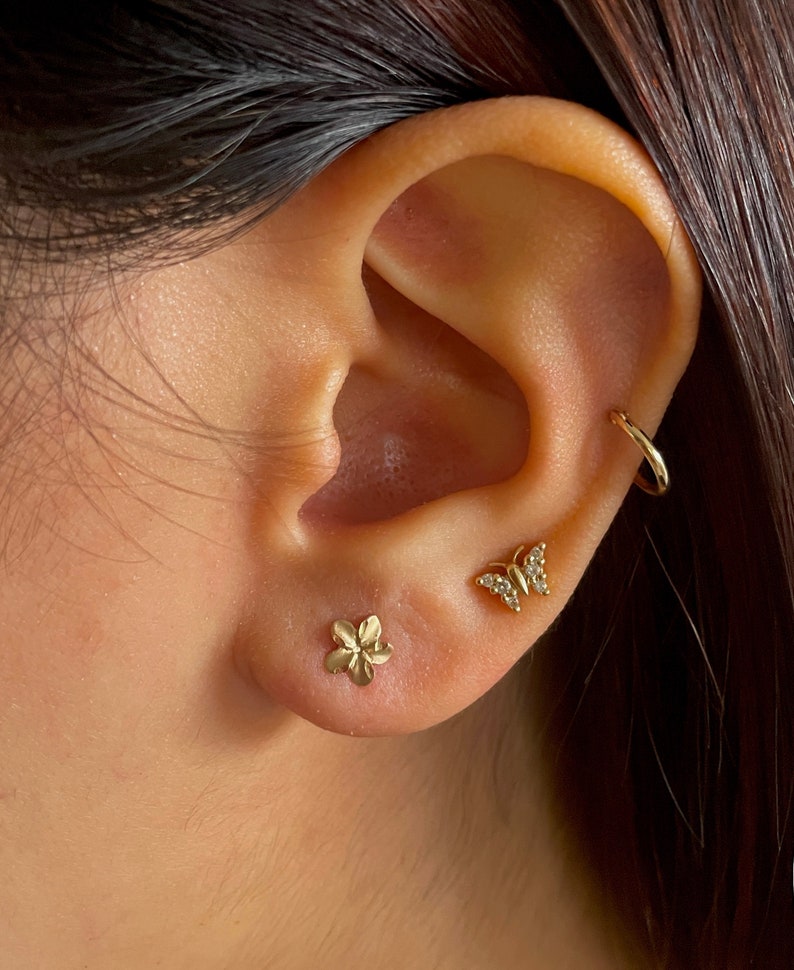 Plumeria Stud Earrings – Hawaiian Flower Earrings – 14k Solid Yellow ...