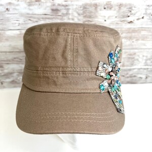 Womens Cadet Cap, Hat With Cross, Cadet Hat, Military Style, Bling Hat ...