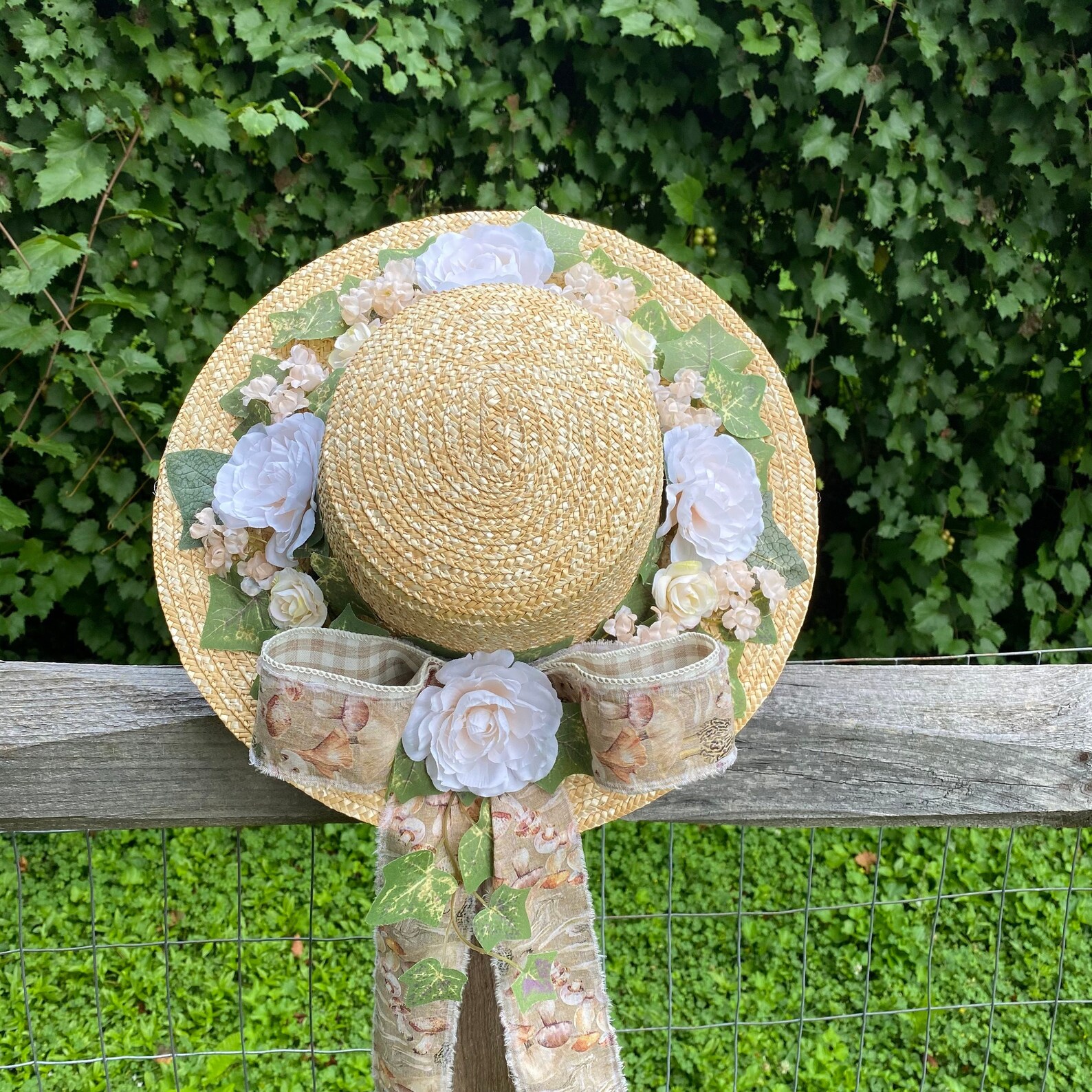 Cottagecore Mushroom Hat Womens Summer Hat Flat Top Boater - Etsy