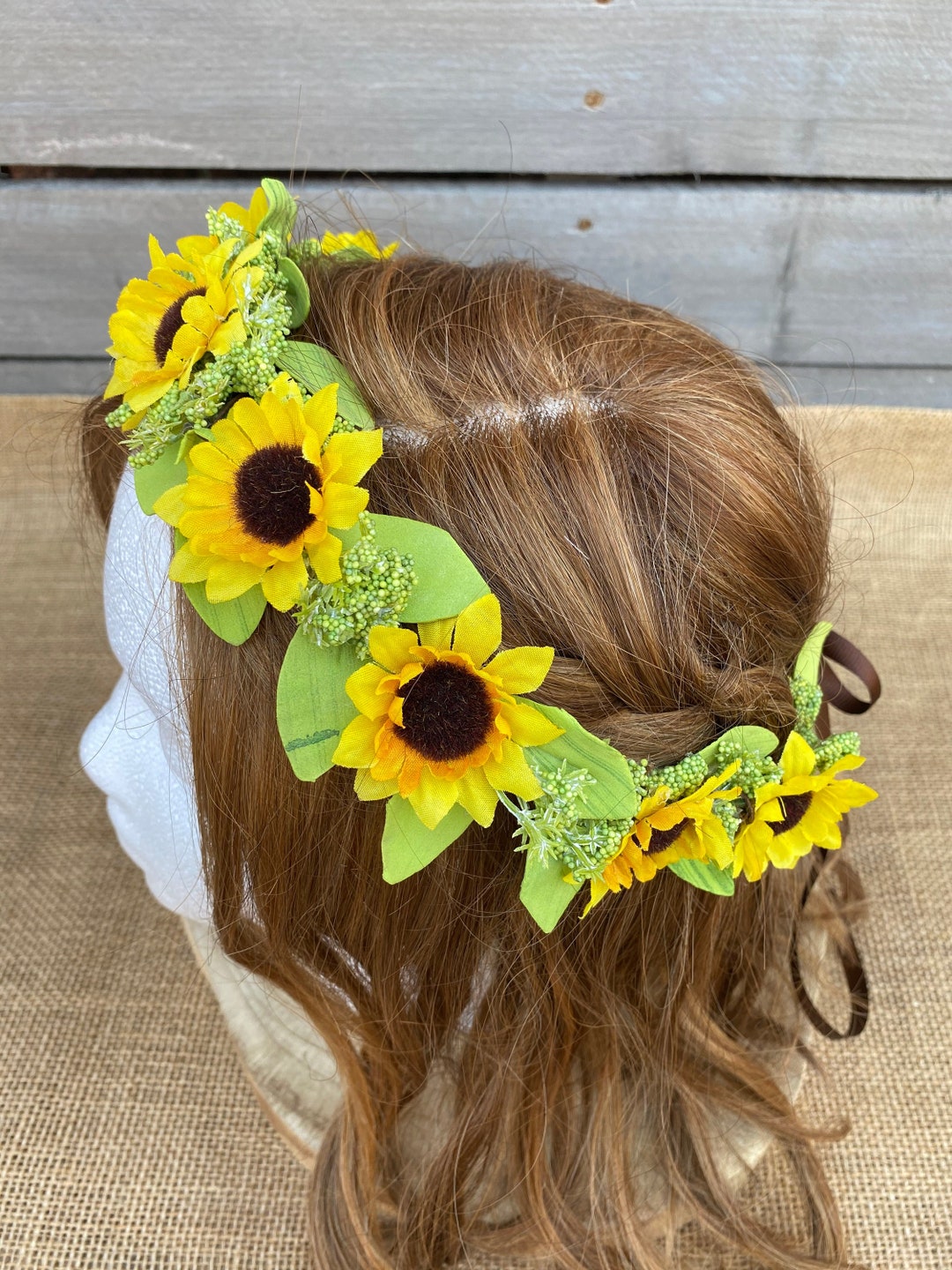 Handmade Sunflower Crown: Boho Cottagecore Headpiece, Rustic Flower ...