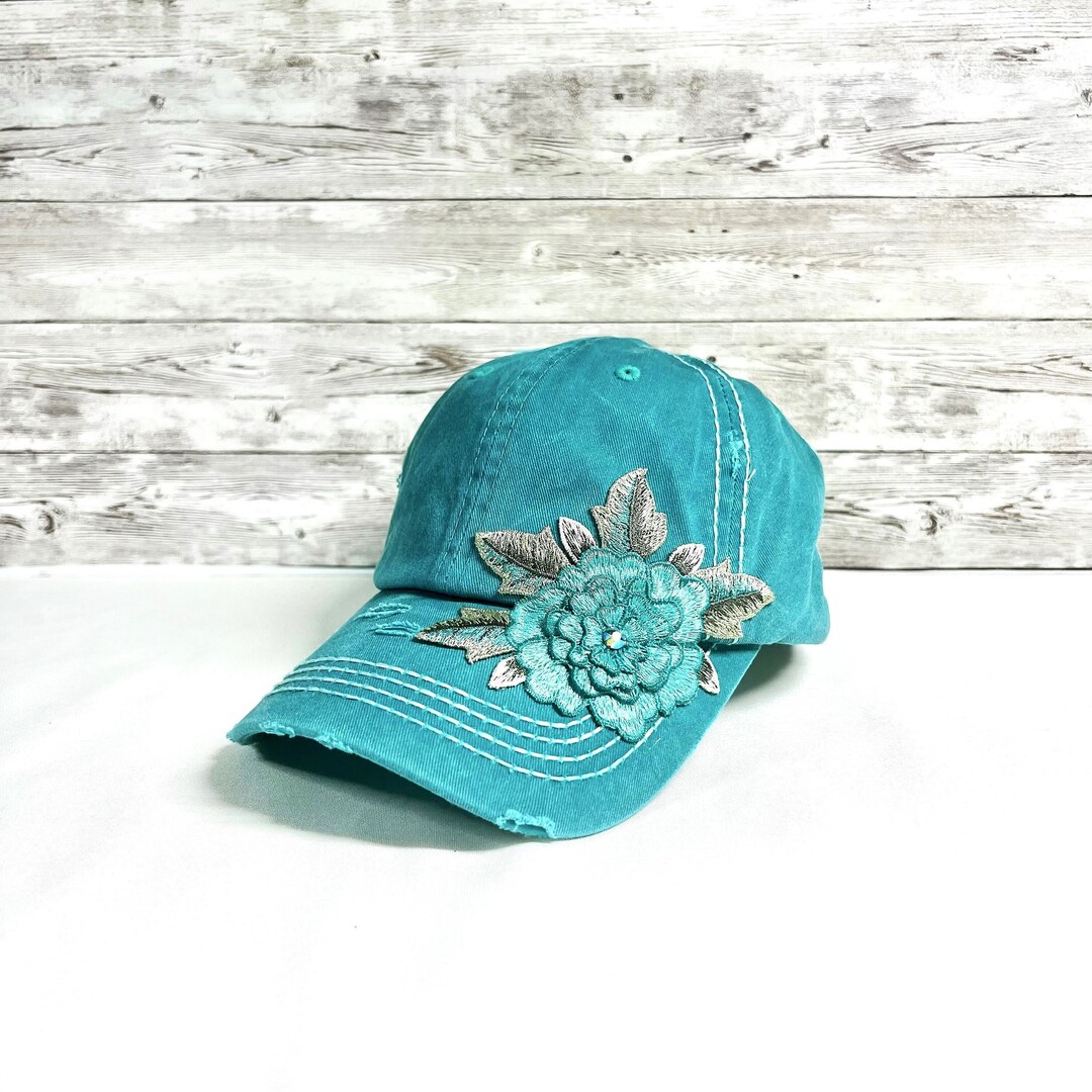 Distressed Ball Cap, Vintage Trucker Hat, Flower Baseball Hat, Birthday ...