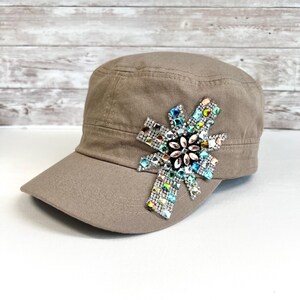 Womens Cadet Cap, Hat With Cross, Cadet Hat, Military Style, Bling Hat ...